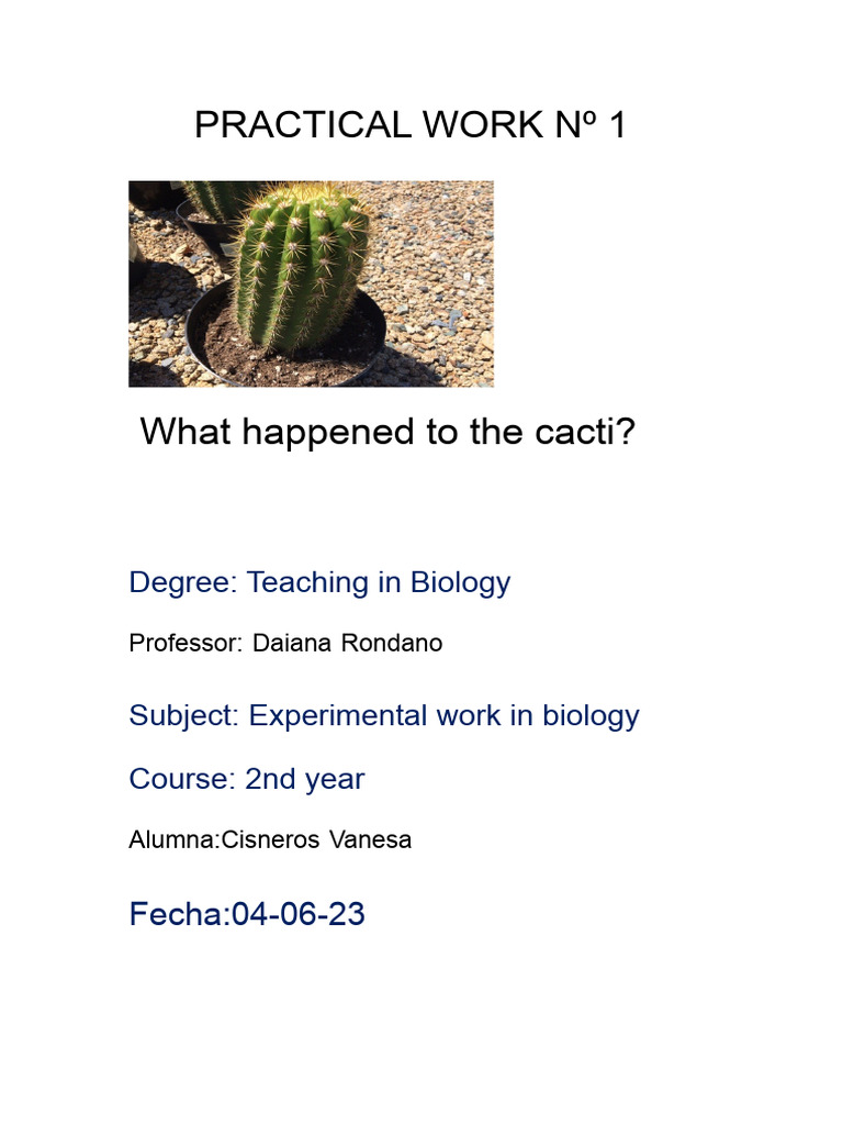 Report On Cactus Experiment | PDF | Ecology | Plants