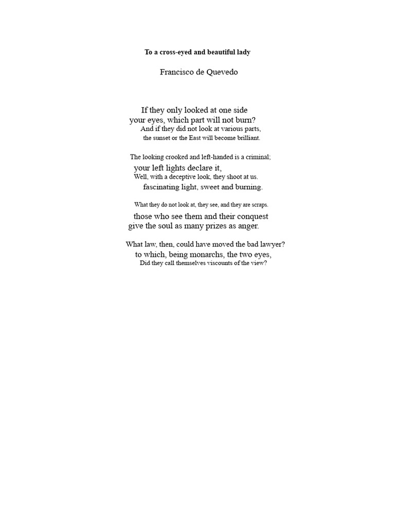 To A Cross-Eyed and Beautiful Lady | PDF