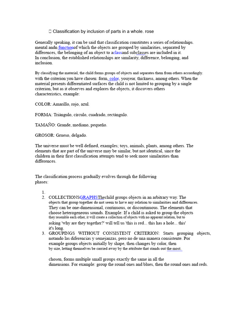 Classification by Inclusion of Parts in A Whole | PDF | Concept | Learning