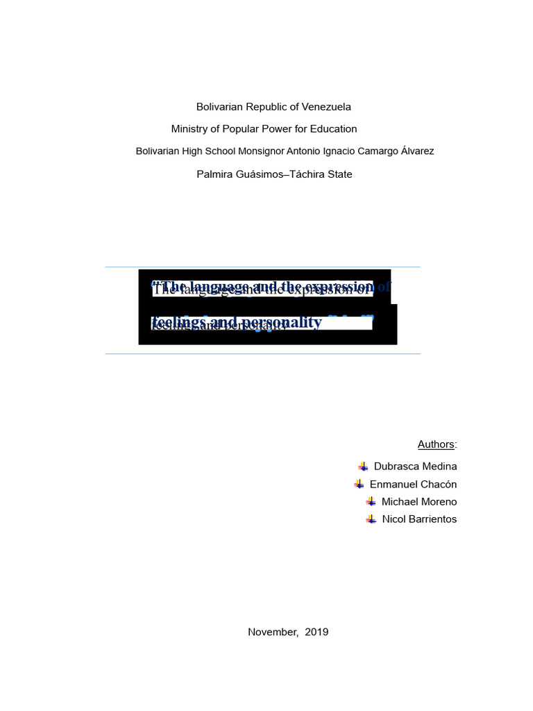 The Language and The Expression of Feelings and Personality | PDF ...