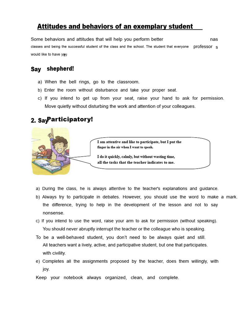 Attitudes and Behaviors of An Exemplary Student | PDF | Learning ...