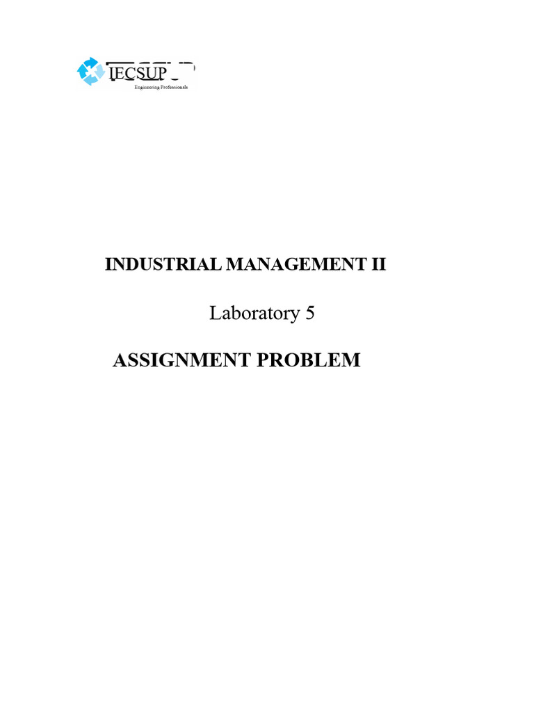 Laboratory 5 Assignment Problem | PDF | Matrix (Mathematics) | Algorithms