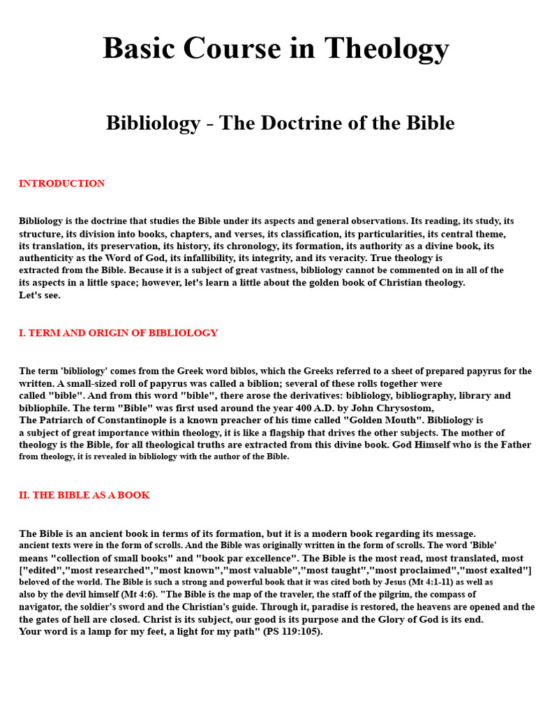 Understanding Bibliology: The Bible's Doctrine | PDF | Bible | Biblical ...
