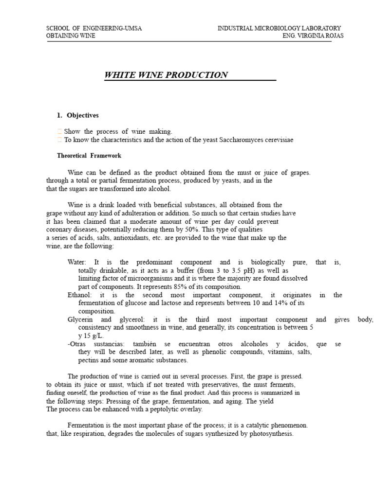 White Wine Production Process Explained | PDF | Wine | Yeast