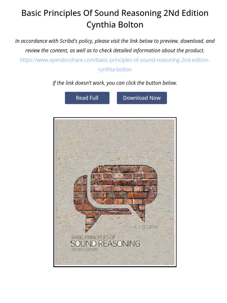 Basic Principles of Sound Reasoning 2nd Edition Cynthia Bolton sample ...
