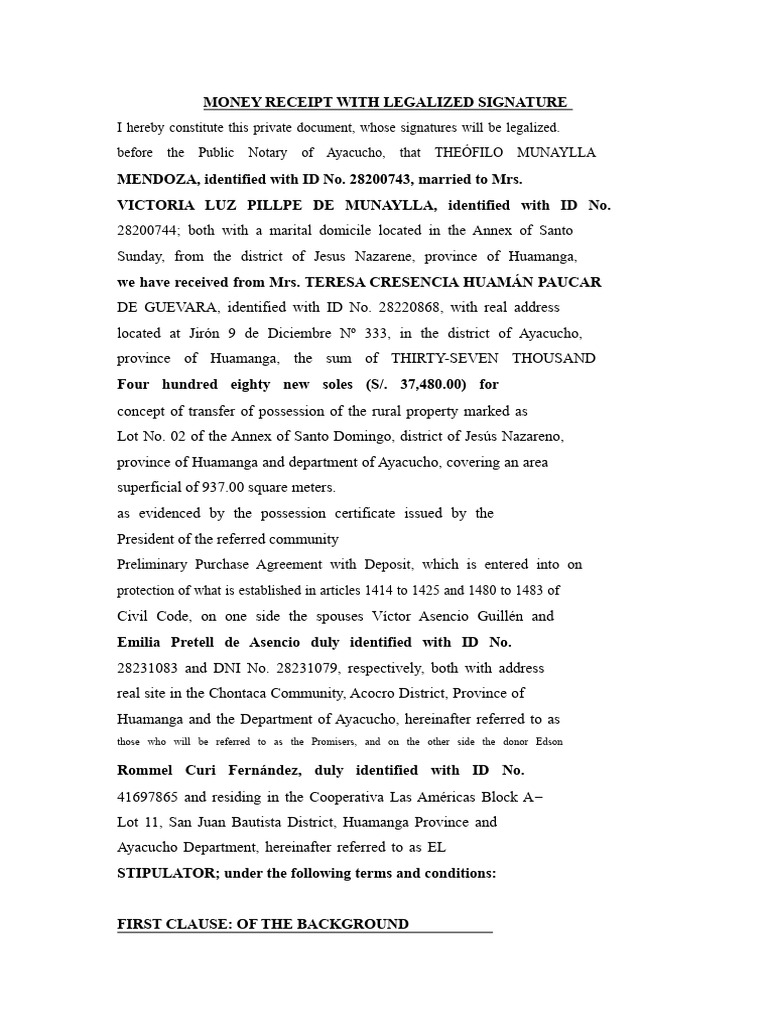 Preliminary Purchase Agreement With Earnest Money | PDF | Private Law ...