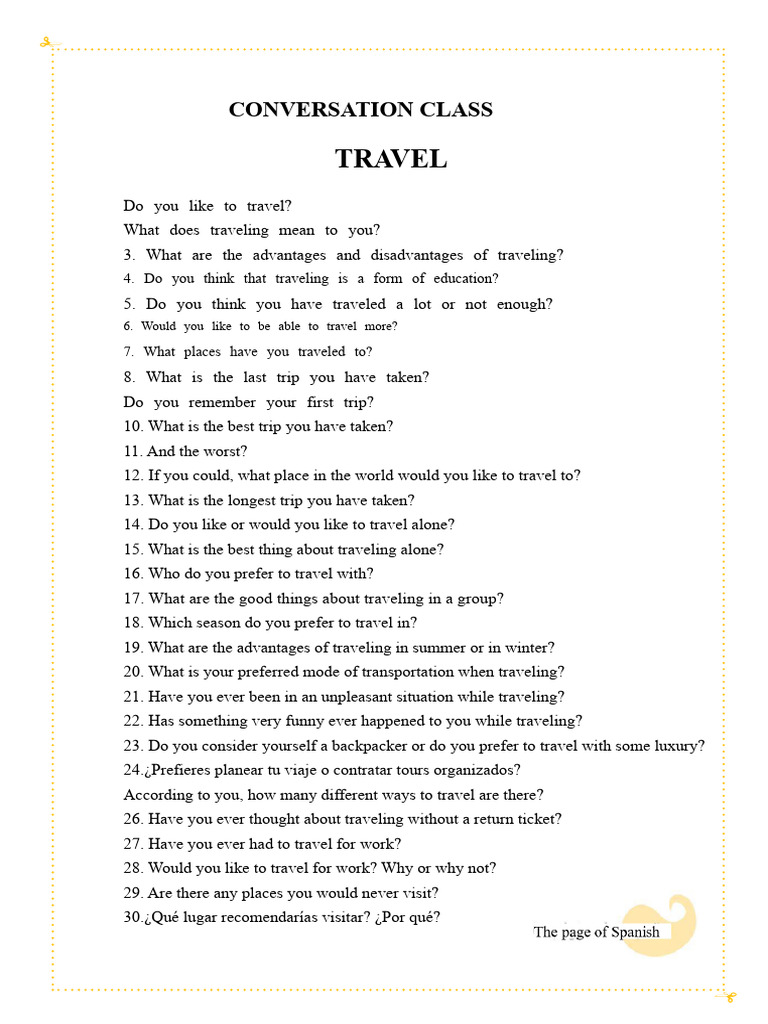 Conversation Class Travel | PDF