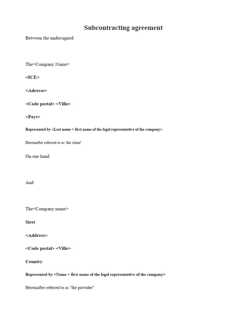 Subcontracting Contract Template | PDF | Justice | Crime & Violence