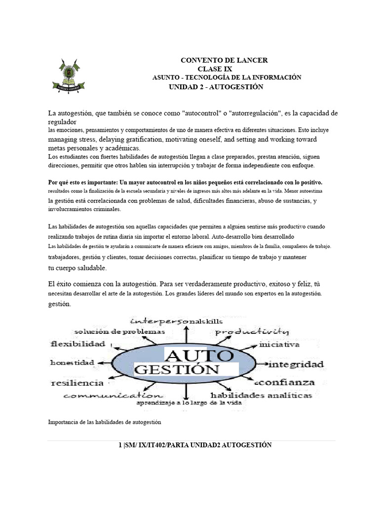 Habilidades de Autogestión Efectivas | PDF | Habilidades profesionales ...