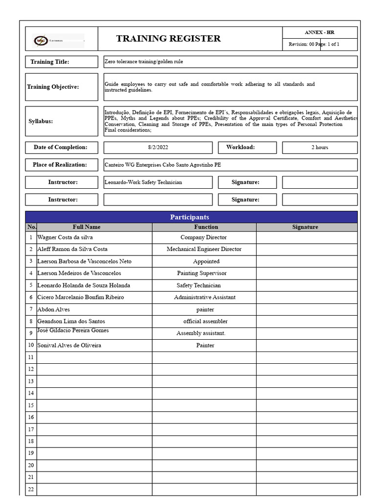 Training Record - Golden Rule | PDF | Quality Management System ...