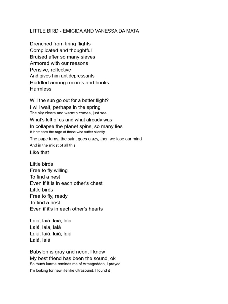 Song Lyrics Little Bird | PDF