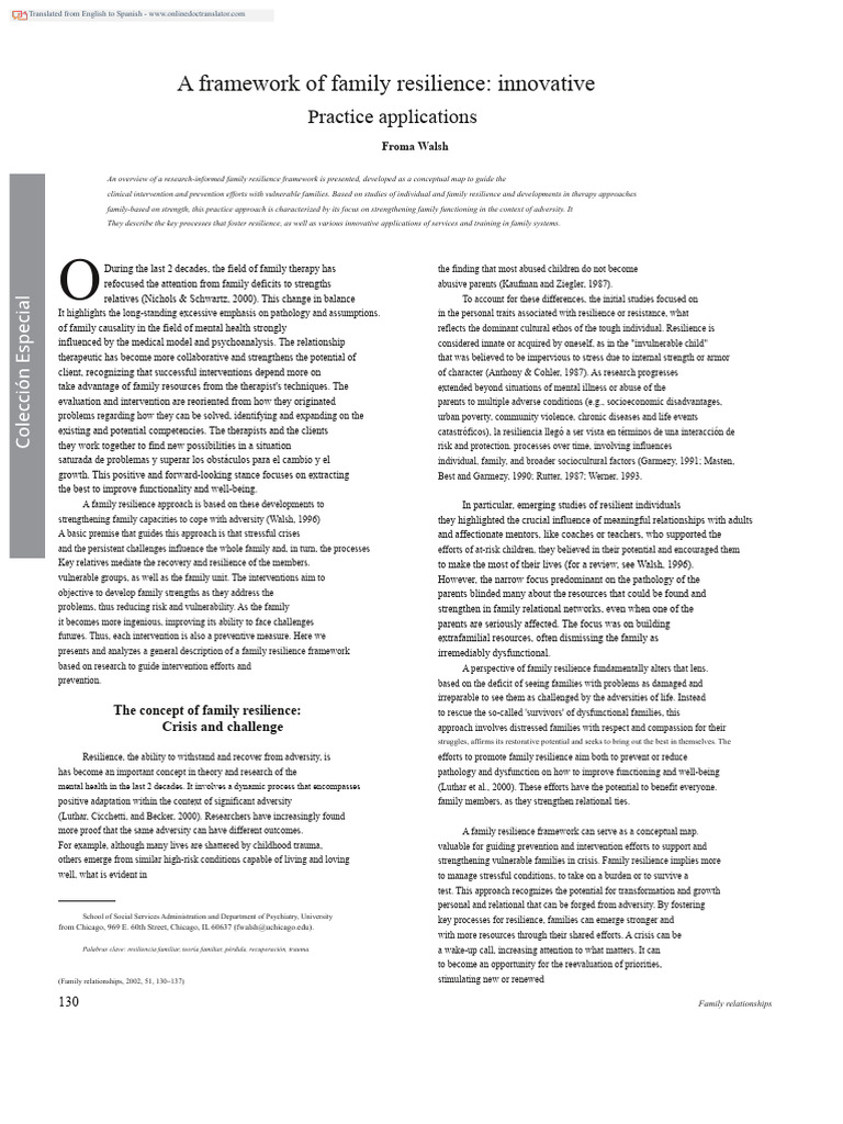Family Resilience Framework Overview | PDF | Psychological Resilience ...