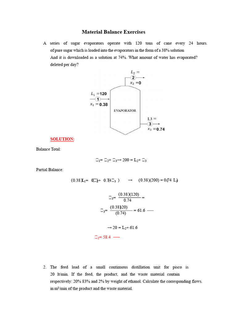 Exercises Material Balance | PDF | Milk | Juice