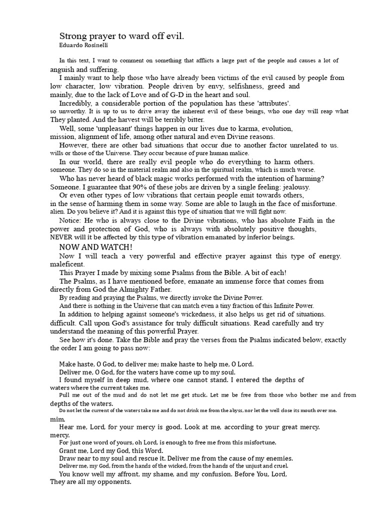 Powerful Prayer Against Evil Forces | PDF | Prayer | Envy