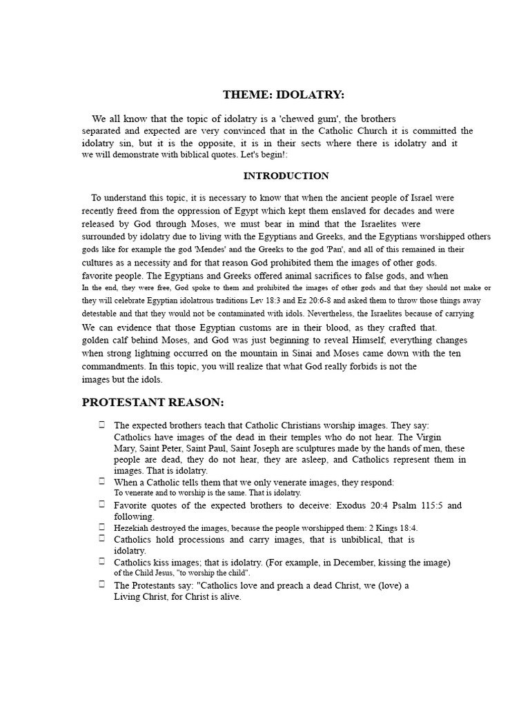 Complete Theme On Idolatry | PDF | Idolatry | Religious Belief And Doctrine