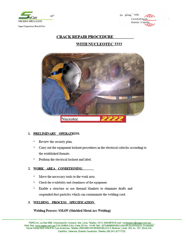 Crack Repair Procedure - Nucleotec 2222 | PDF | Welding | Construction