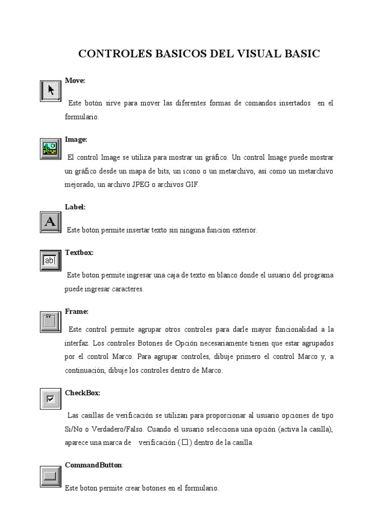 Controles Basicos Del Visual Basic | Ventana (informática) | Básico