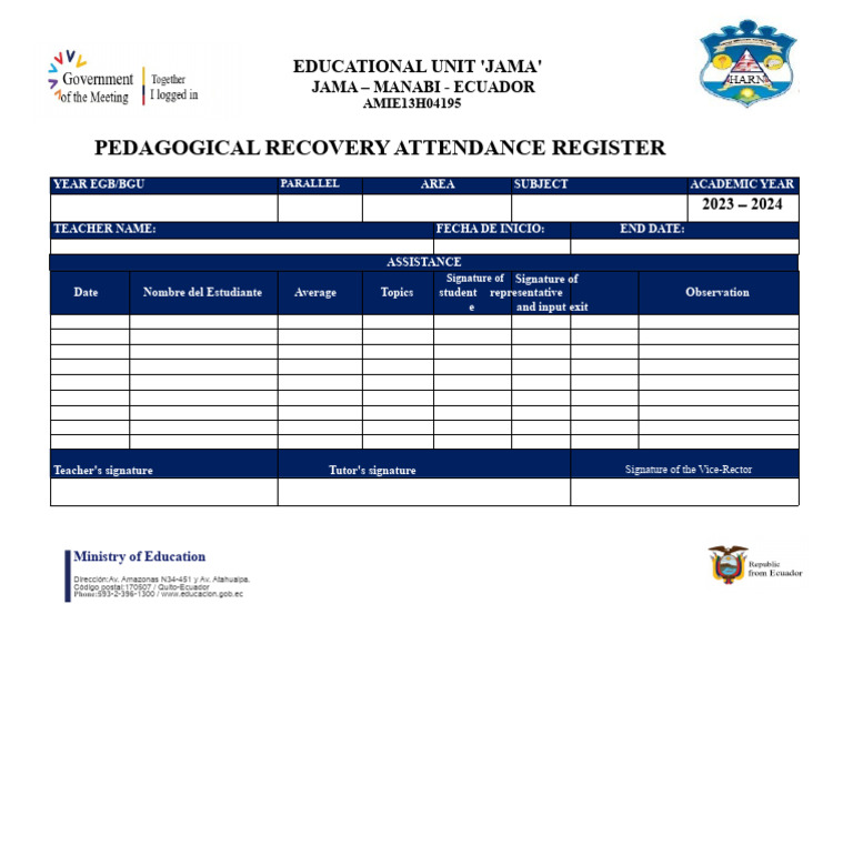JAMA Educational Attendance Register 2023 | PDF