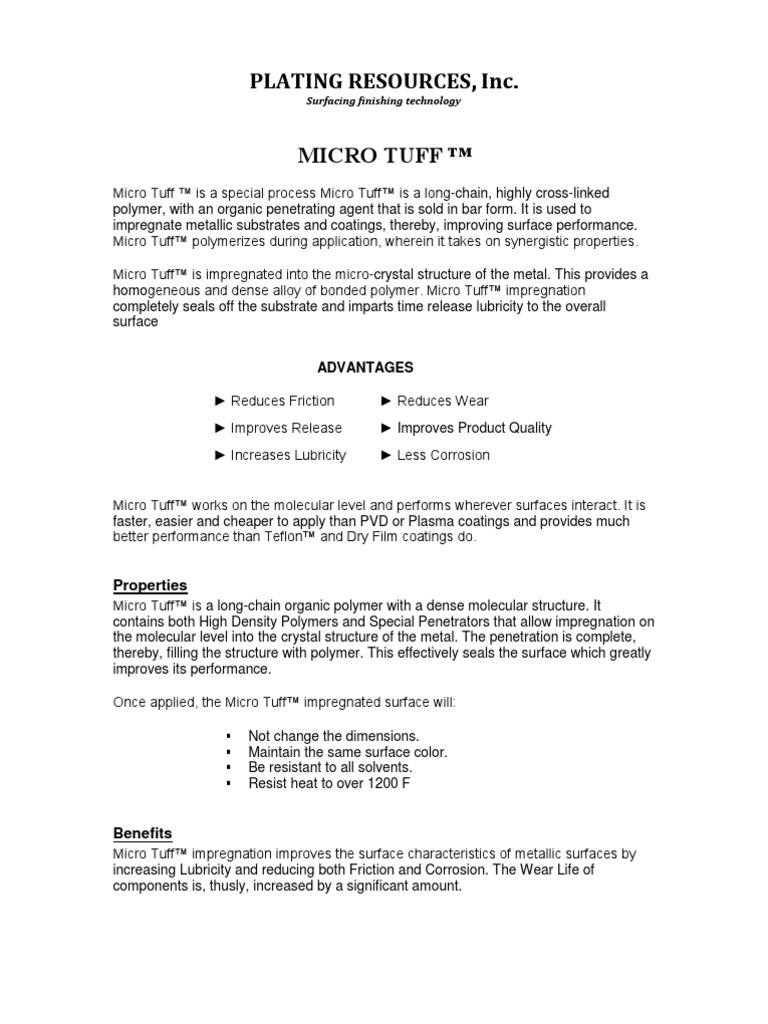 Micro Tuff Protection | PDF | Corrosion | Metals