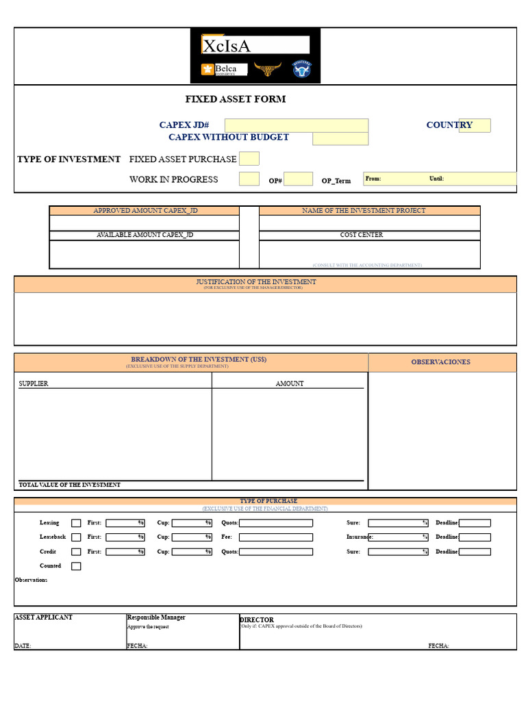 CIISA - Capex Control Form | PDF | Investing | Business