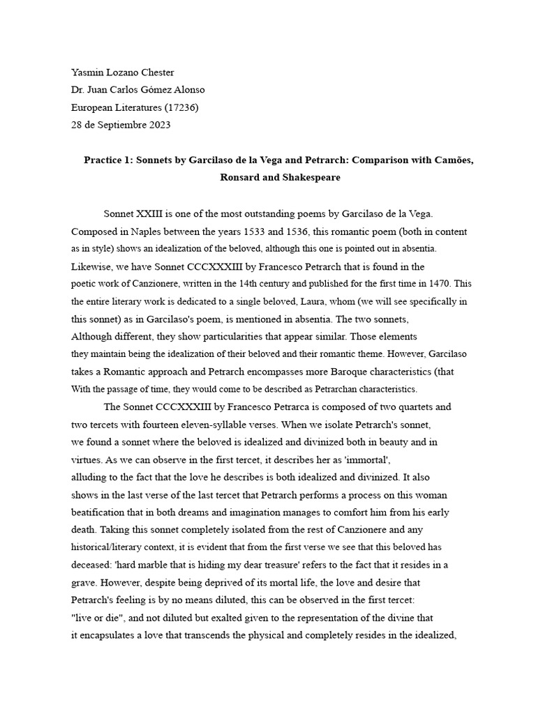 Comparative Analysis of Romantic Sonnets | PDF | Sonnets | Poetry