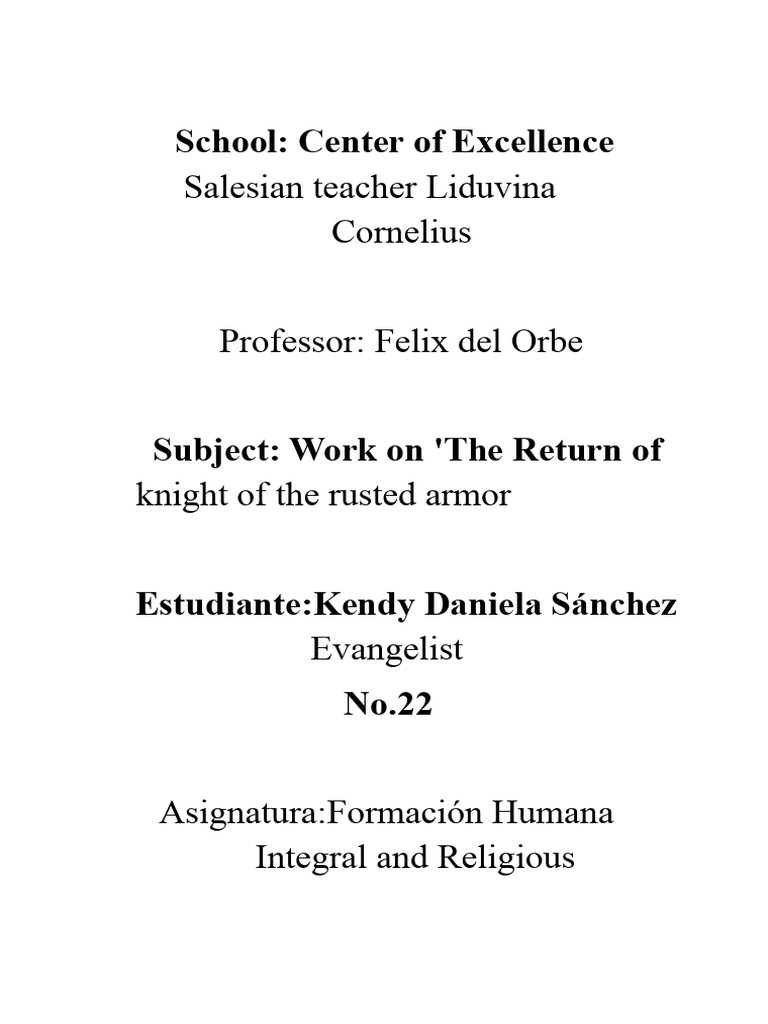 Work From The Book The Return of The Knight in Rusty Armor | PDF | Love ...