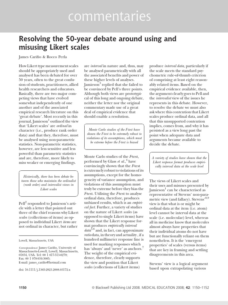 Resolving The 50 Year Debate Around Using and Misusing Likert Scales ...