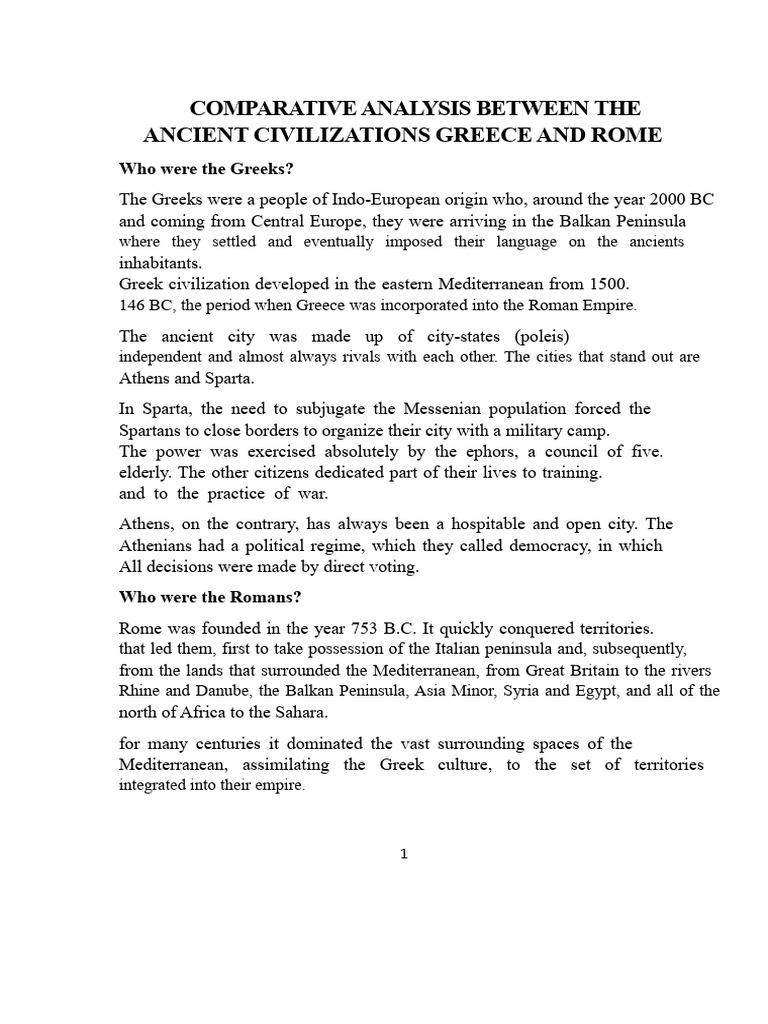 Comparative Analysis Between The Ancient Civilizations of Greece and ...