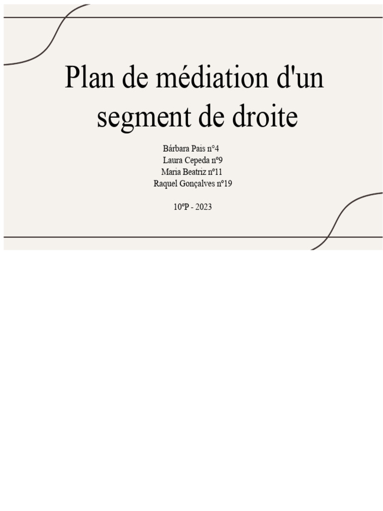 Plan Médiateur d'un Segment de Droite | PDF | Géométrie | Géométrie ...