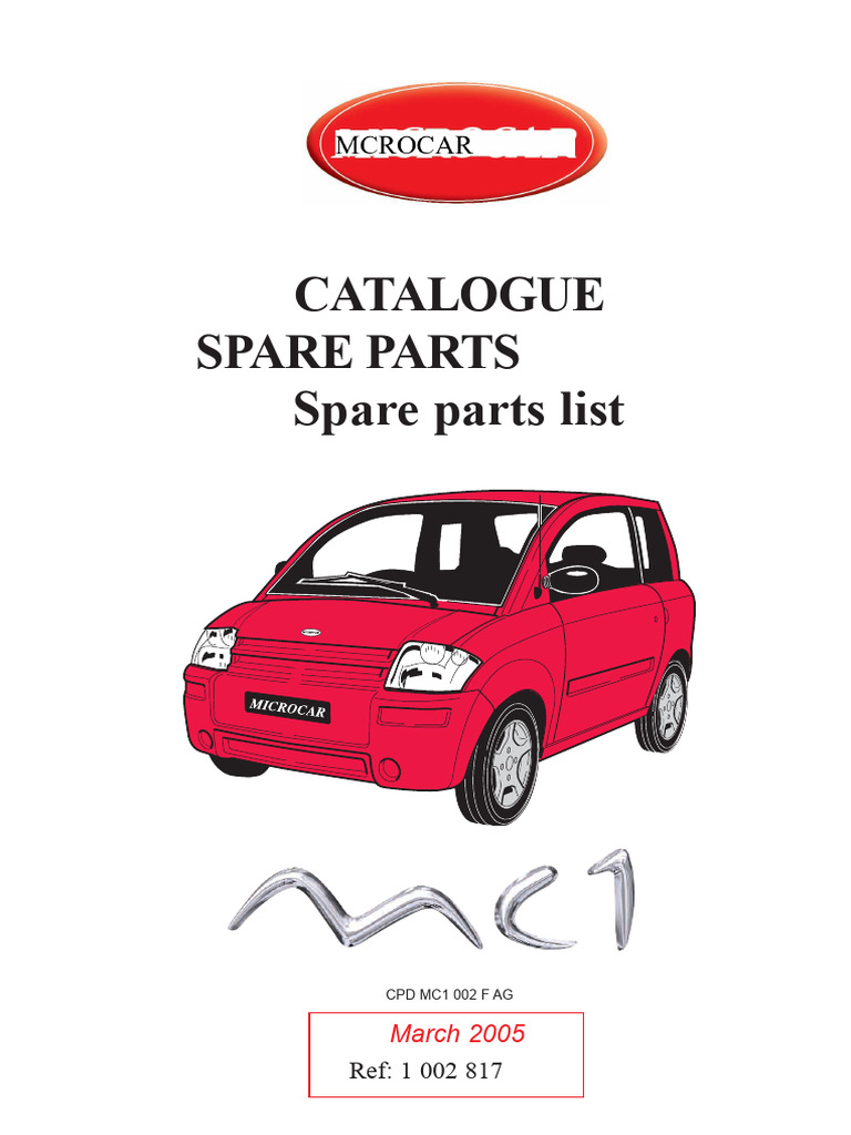 MICROCAR MC1 Diesel Spare Parts Catalogue March 2005 FR | PDF | Brake ...