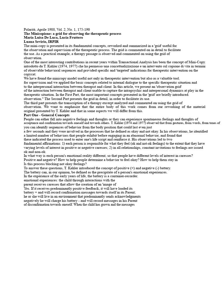 Mini-Copy Grid for Therapy Observation | PDF | Psychotherapy | Feeling