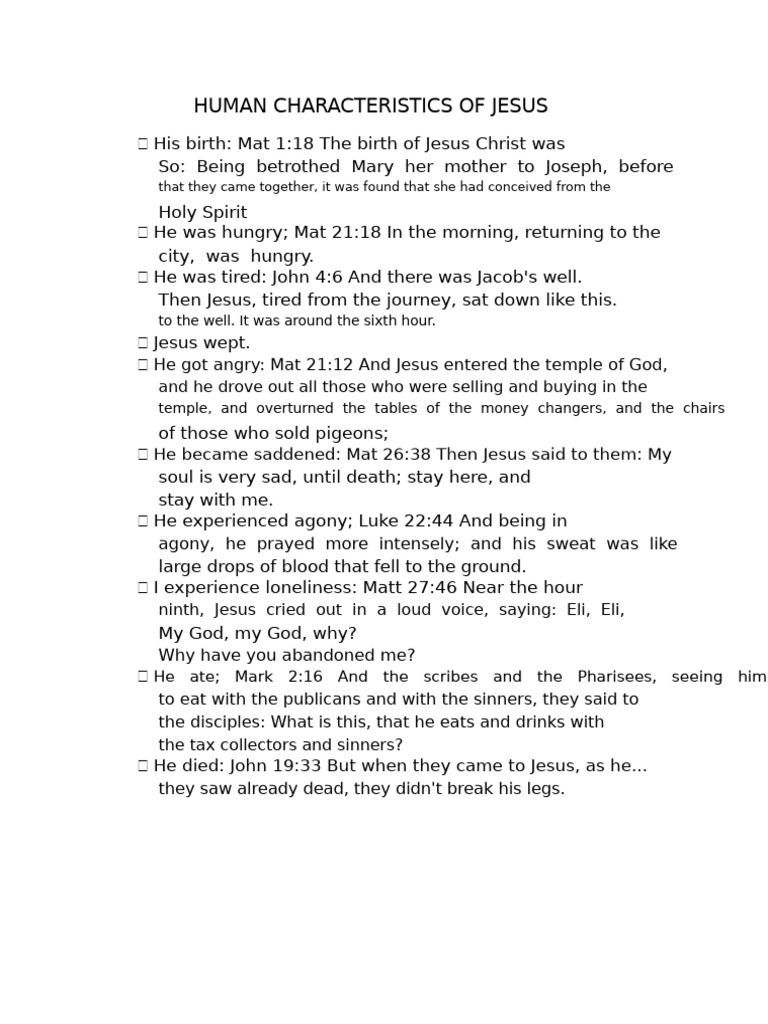 Human Characteristics of Jesus | PDF
