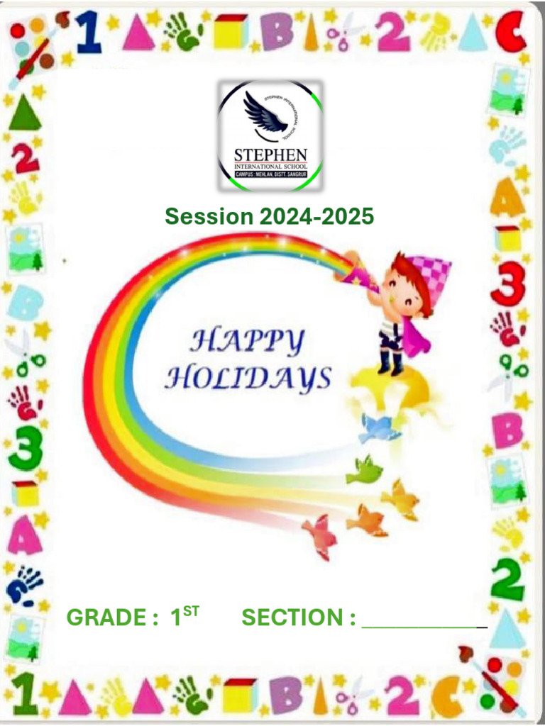 Winter Vacation Homework Grade 1st | PDF