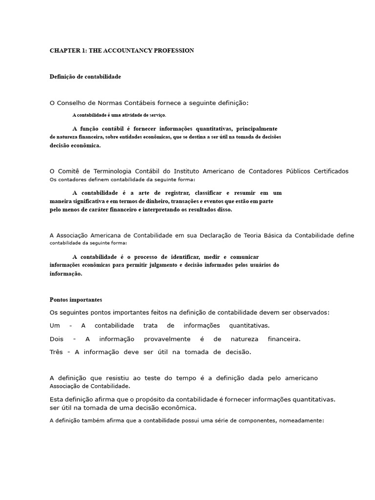Capítulo 1 a Profissão de Contabilidade(2)(2) | PDF | Contabilidade | Contador público certificado