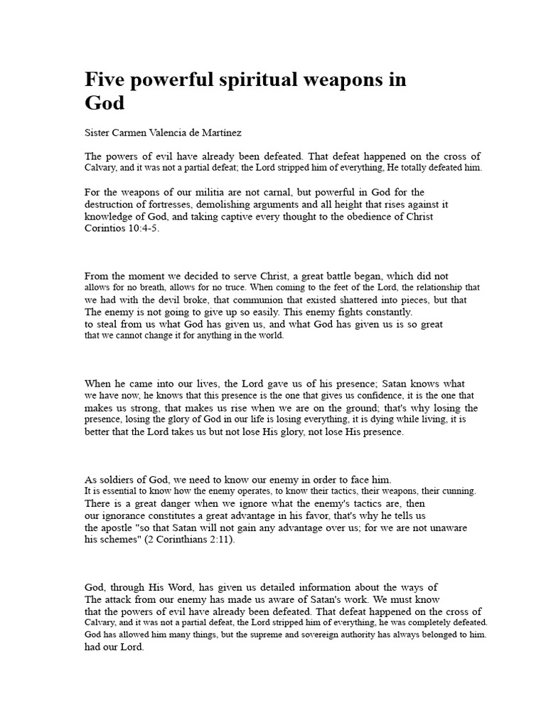 Five Powerful Spiritual Weapons in God | PDF | Salvation | Jesus