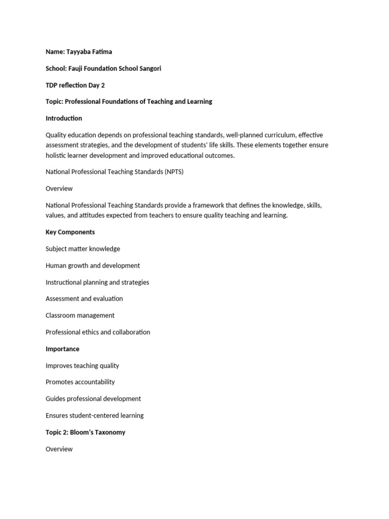 Teaching Foundations and Life Skills Guide | PDF | Educational ...
