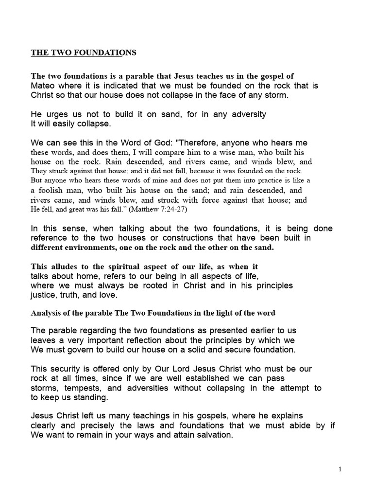 PARABLE OF THE ROCK AND THE SAND 2 | PDF | Jesus | Logos (Christianity)