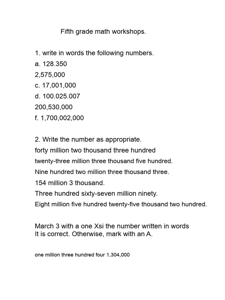 Fifth-Grade Math Workshops 1 | PDF