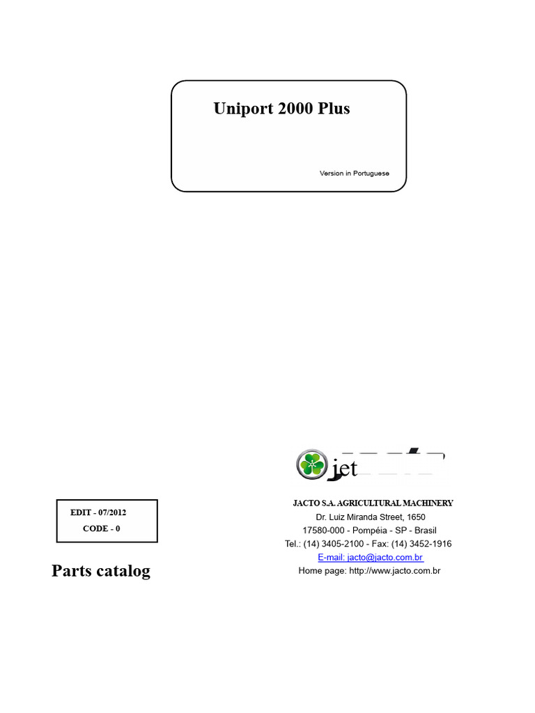 JACTO - 2000 Plus Parts Catalog | PDF | Screw | Brake