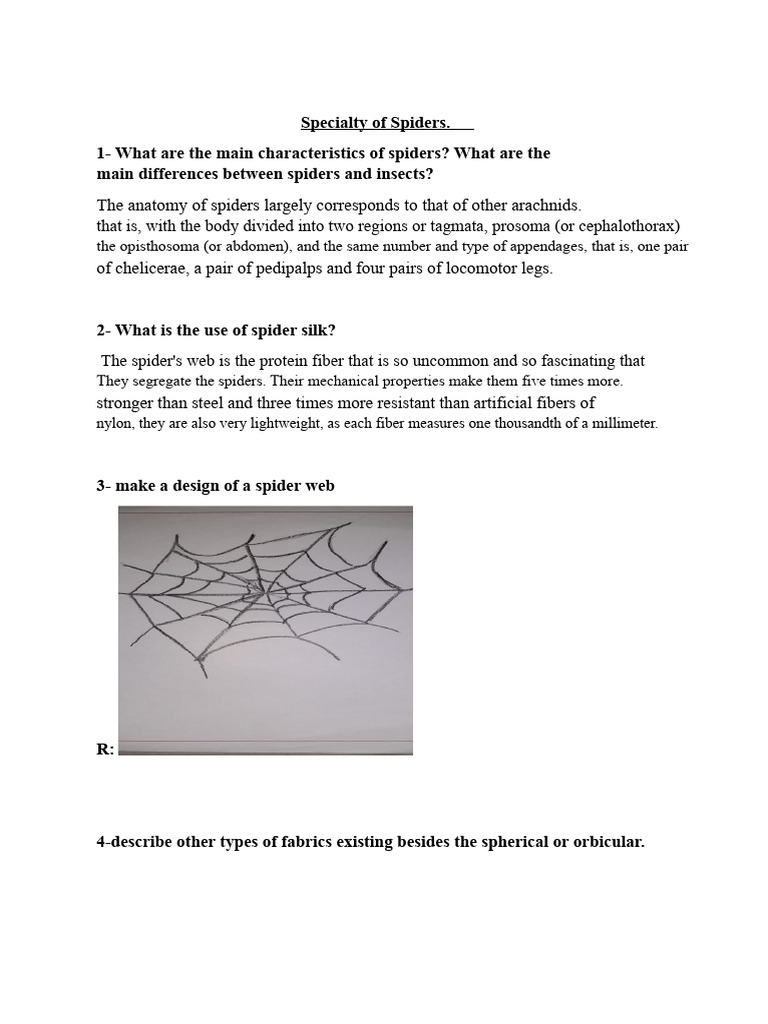 Specialty of Spiders | PDF | Spider | Zoology
