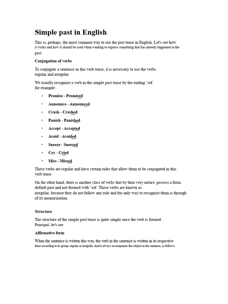 Simple past, continuous, and past perfect | PDF | Verb | Grammatical Tense