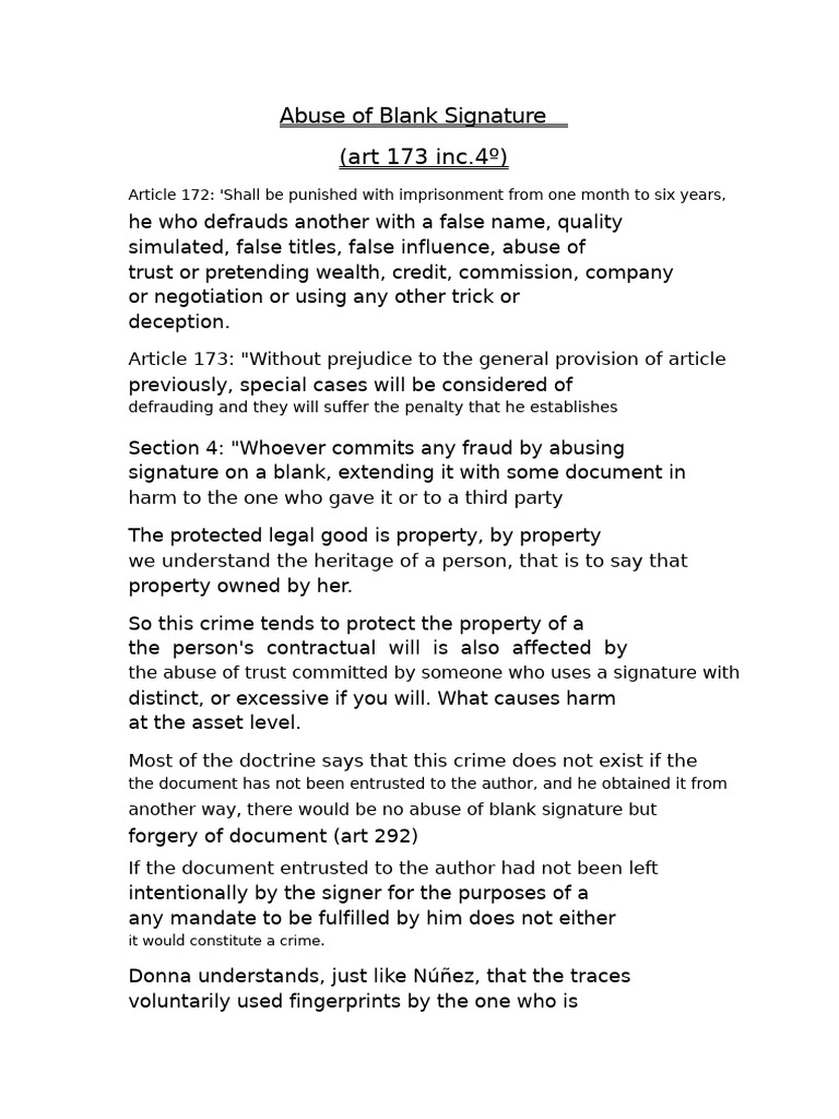 Abuse of Blank Signature | PDF | Fraud | Crimes