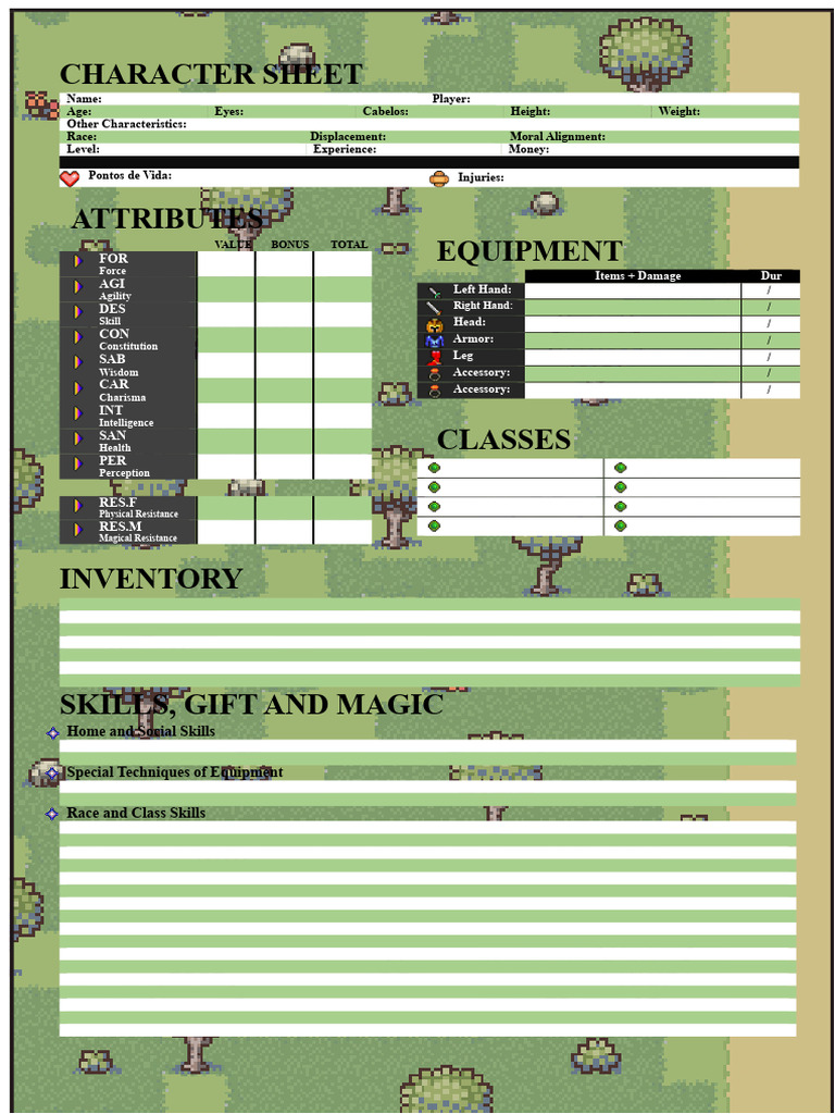 RPG Character Sheet Template | PDF