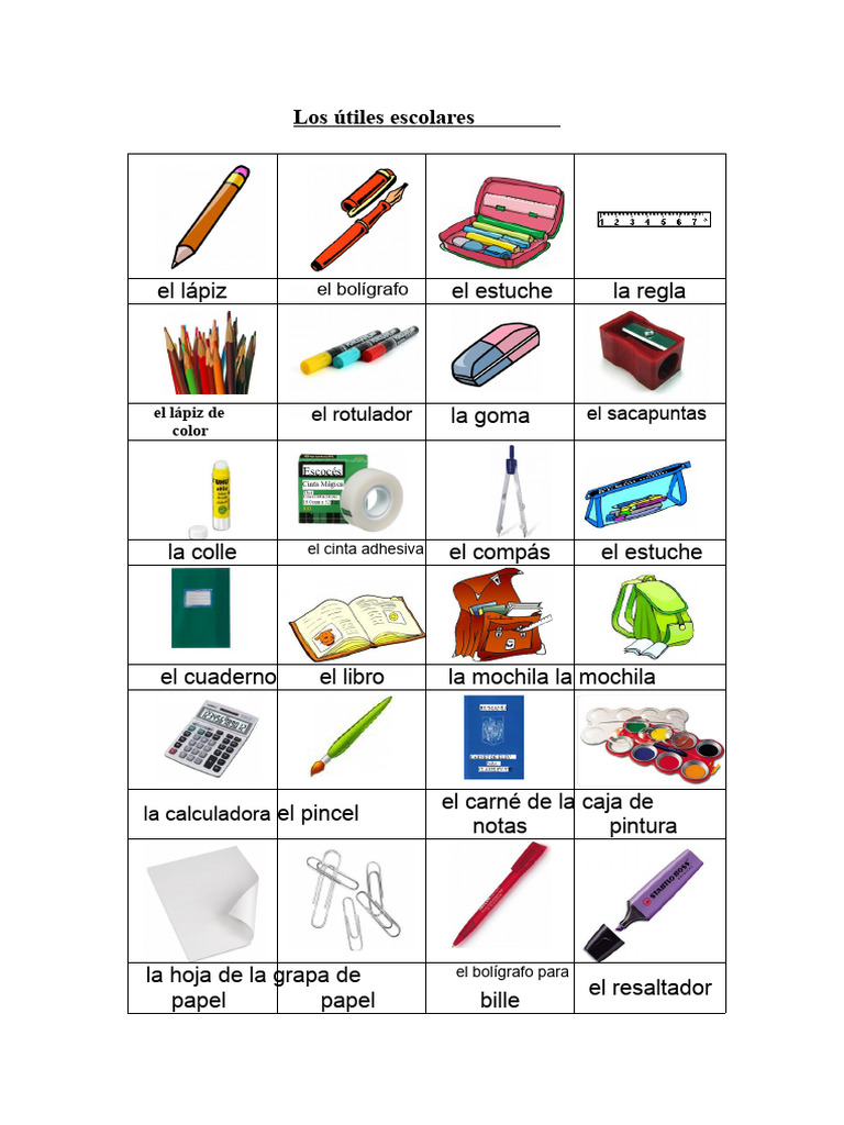 09.09 - El Vocabulario de Materiales Escolares 2 | PDF