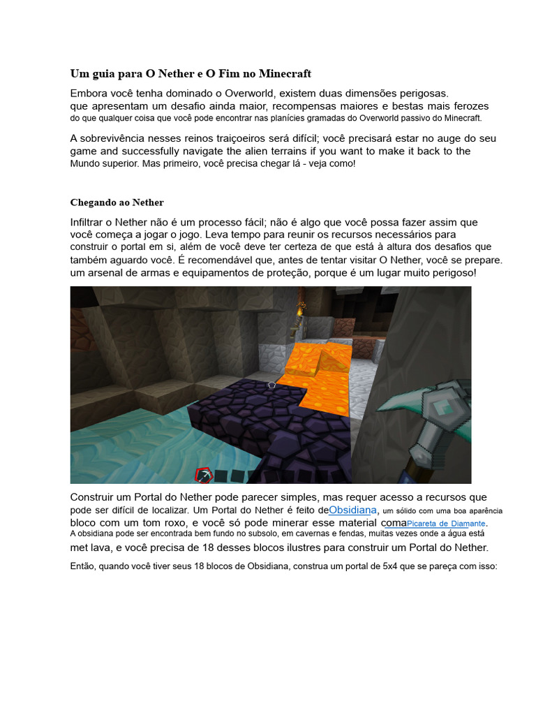 Um Guia para o Nether e o Fim em Minecraft | PDF | Minecraft | Tempo