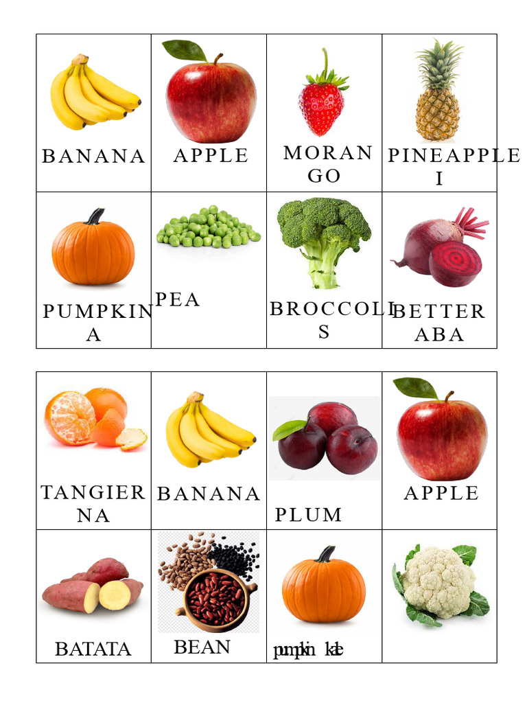 Fruit and Vegetable Bingo | PDF