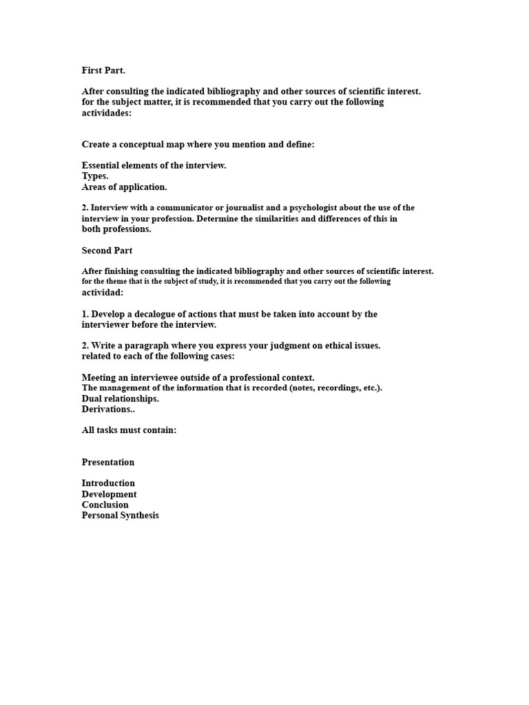Technique of The Psychological Interview TASK 1 | PDF | Psychology ...