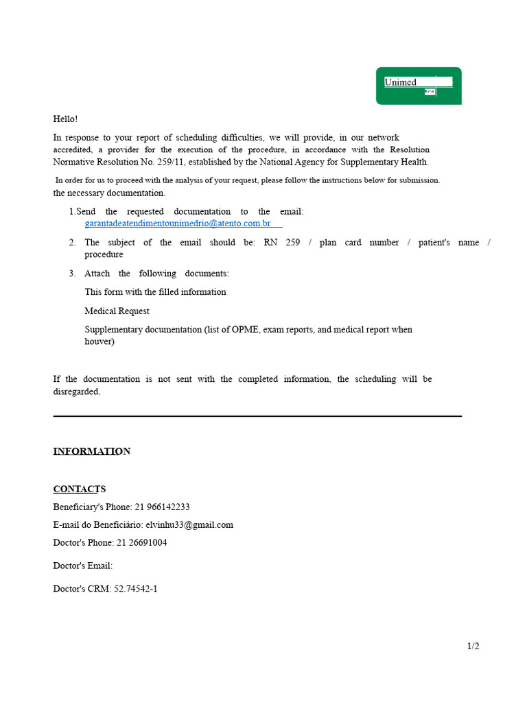 unimed form | PDF | Health Care | Medicine