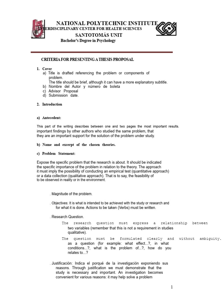 Thesis Proposal Guidelines for Psychology | PDF | Hypothesis ...