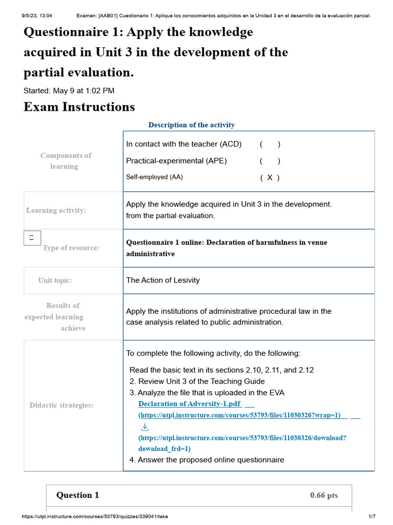 Exam [AAB01] Questionnaire 1_ Apply the knowledge acquired in Unit 3 in ...